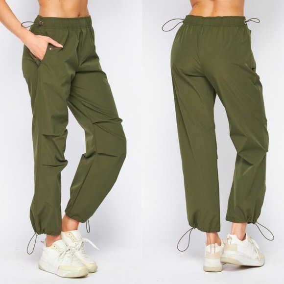 Love Poem | Pants & Jumpsuits | Olive Parachute Cargo Toggle Waist ...